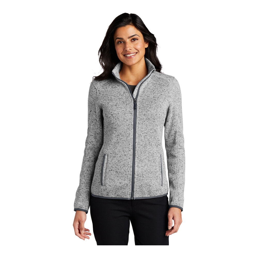 Port Authority L232 Women's Customizable Gray Heather Fleece Sweater ...