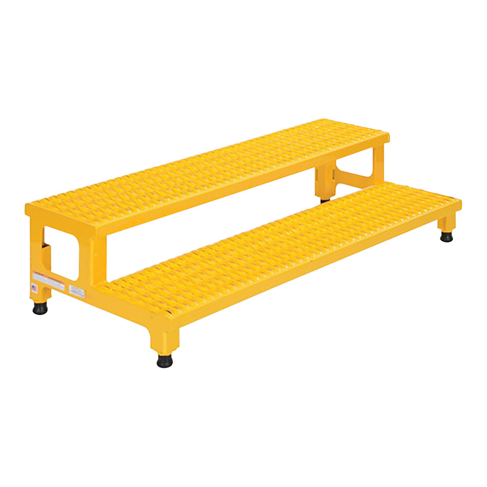 Vestil 48 1/2" x 22 7/8" x 15 1/4" Yellow Steel Two-Step Adjustable ...
