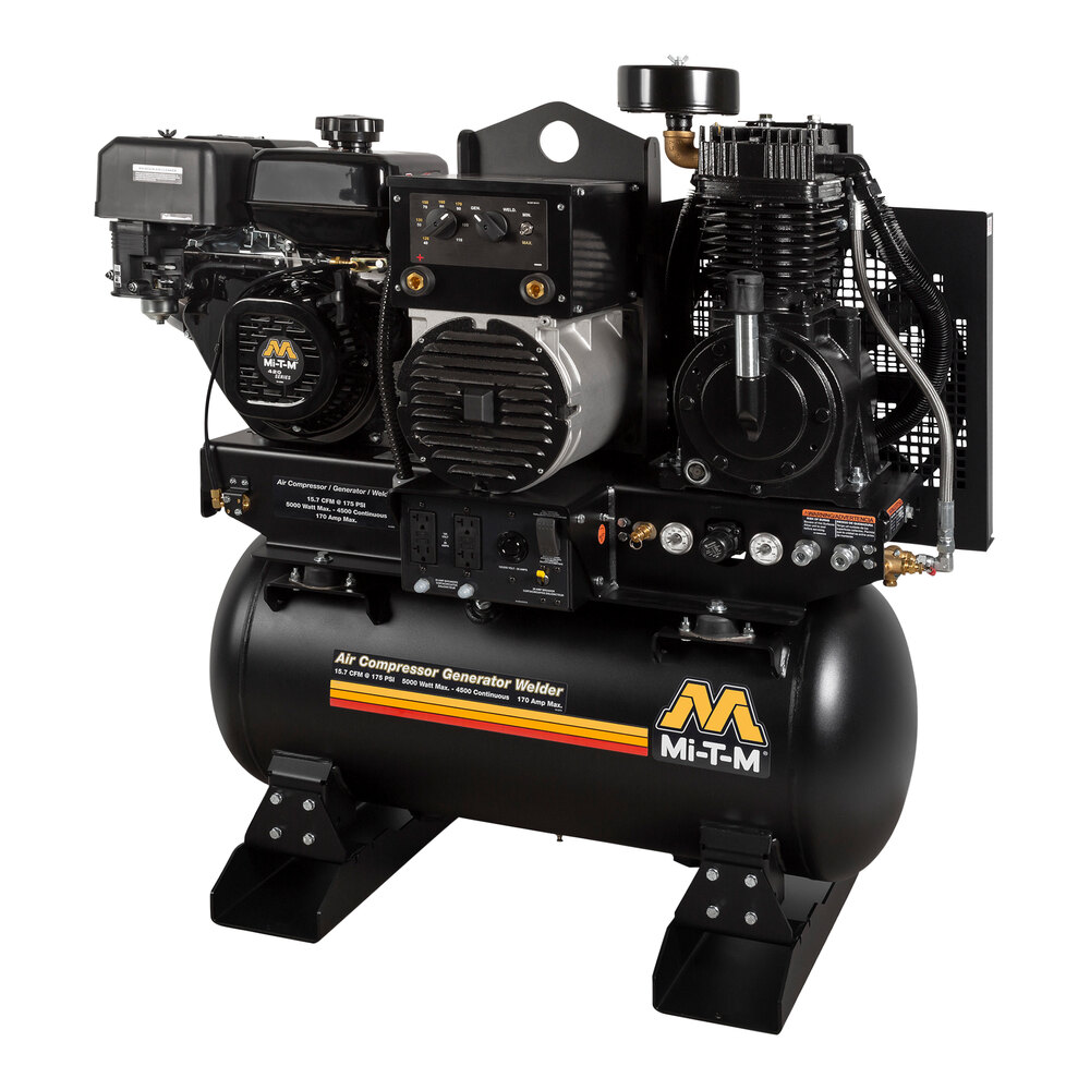 Mi-T-M AGW Series 30 Gallon Carbon Steel Two-Stage Stationary Gas-Powered Horizontal Air ...