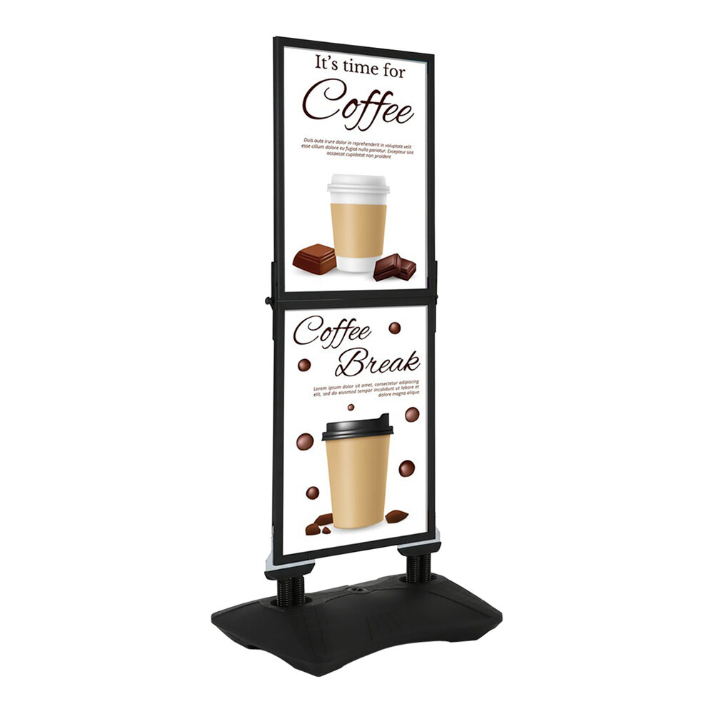 MT Displays WindPro Slim 2 Tier 22" x 28" Black Sign Board with Black ...