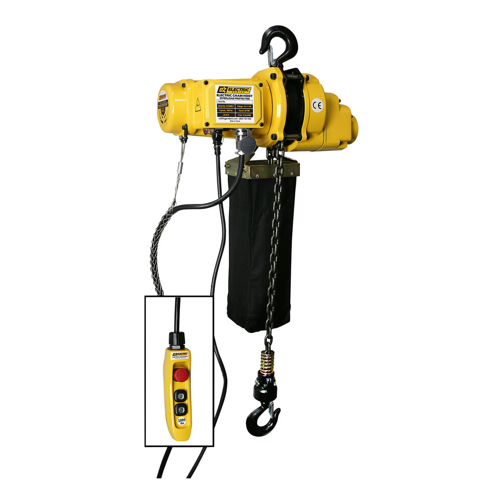 OZ Lifting Products 1/2 Ton Electric Chain Hoist with 30' Lift OZ1000EC ...