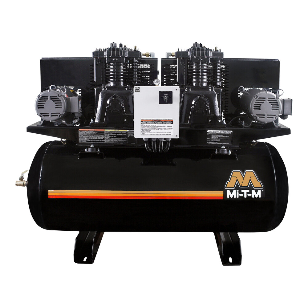 Mi-T-M 120 Gallon Carbon Steel Two-Stage Stationary Electric Duplex ...