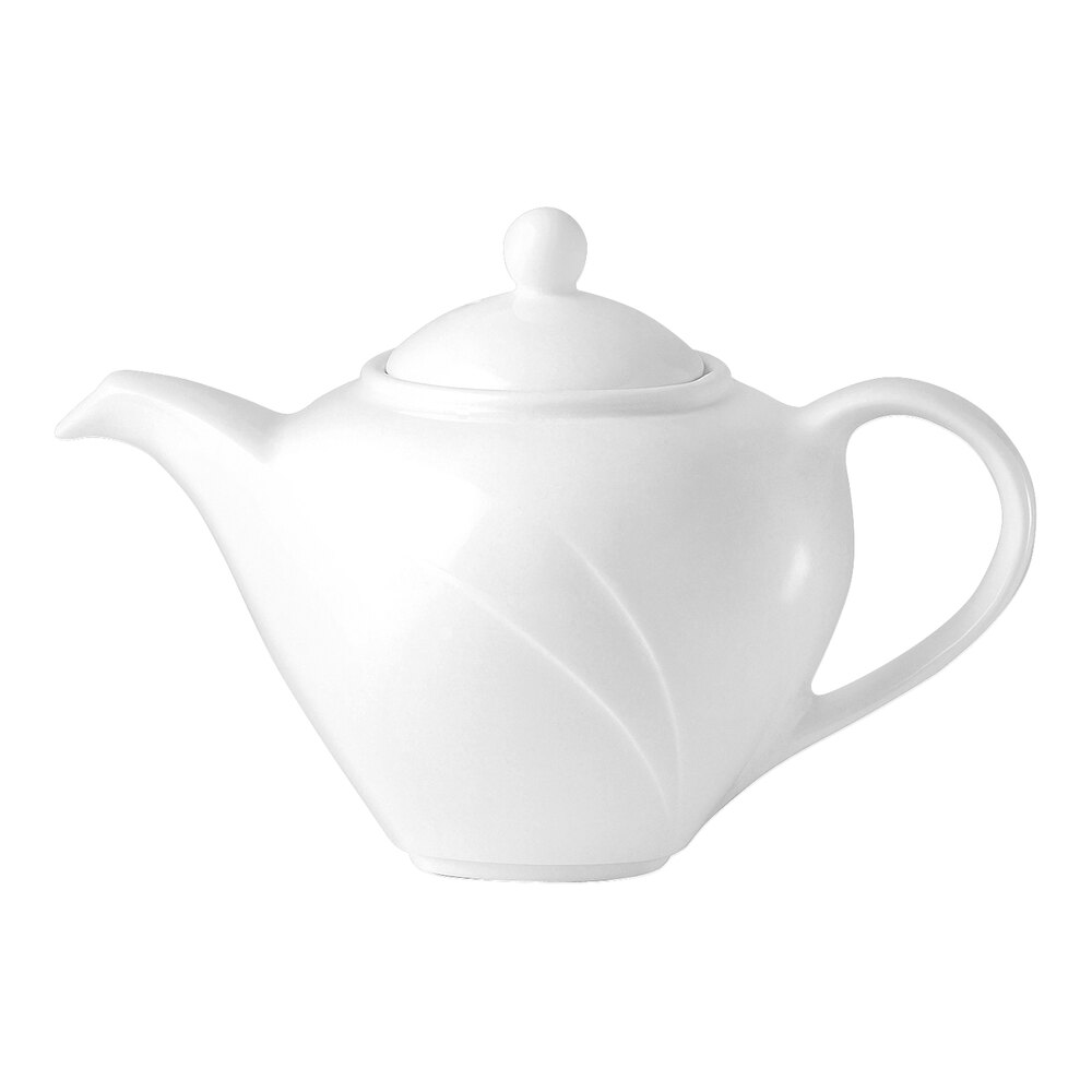 Steelite Distinction Alvo 12 oz. White Embossed Teapot with Lid - 6/Case