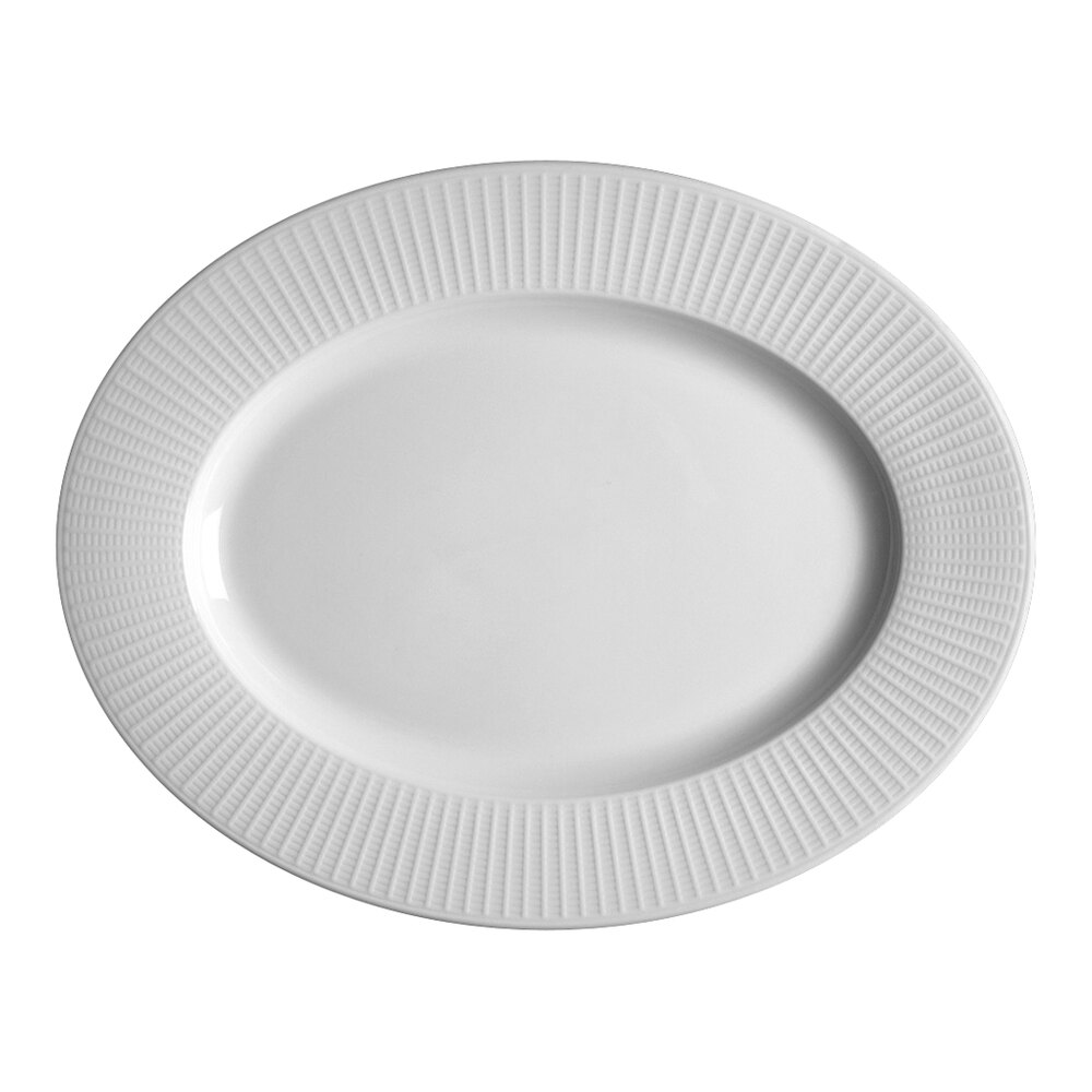 Steelite Distinction Willow 13" x 10 1/4" White Oval Plate - 12/Case