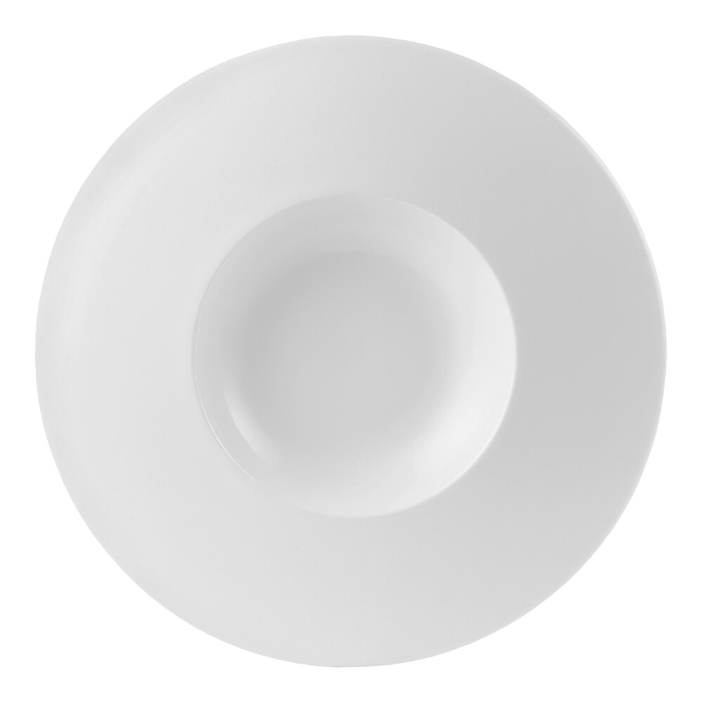 Steelite Distinction Float 12" (6" Well) White Wide Rim Plate - 6/Case
