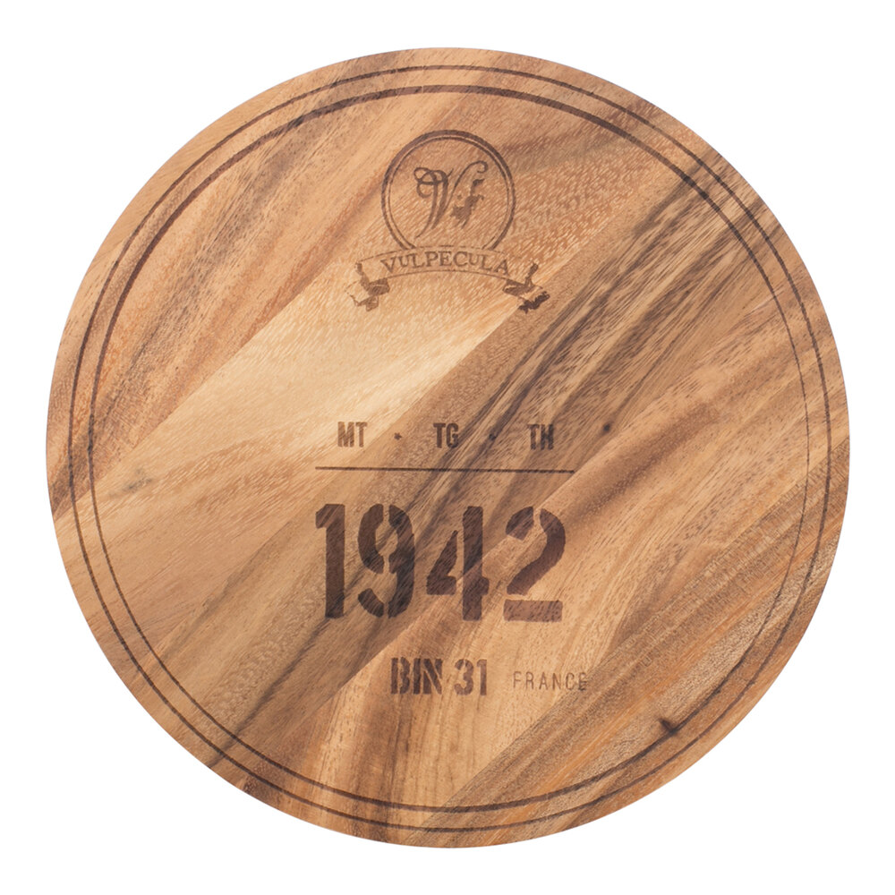 Ironwood 9" x 1/2" Acacia Wood Round Serving Board with 1942 Wine ...