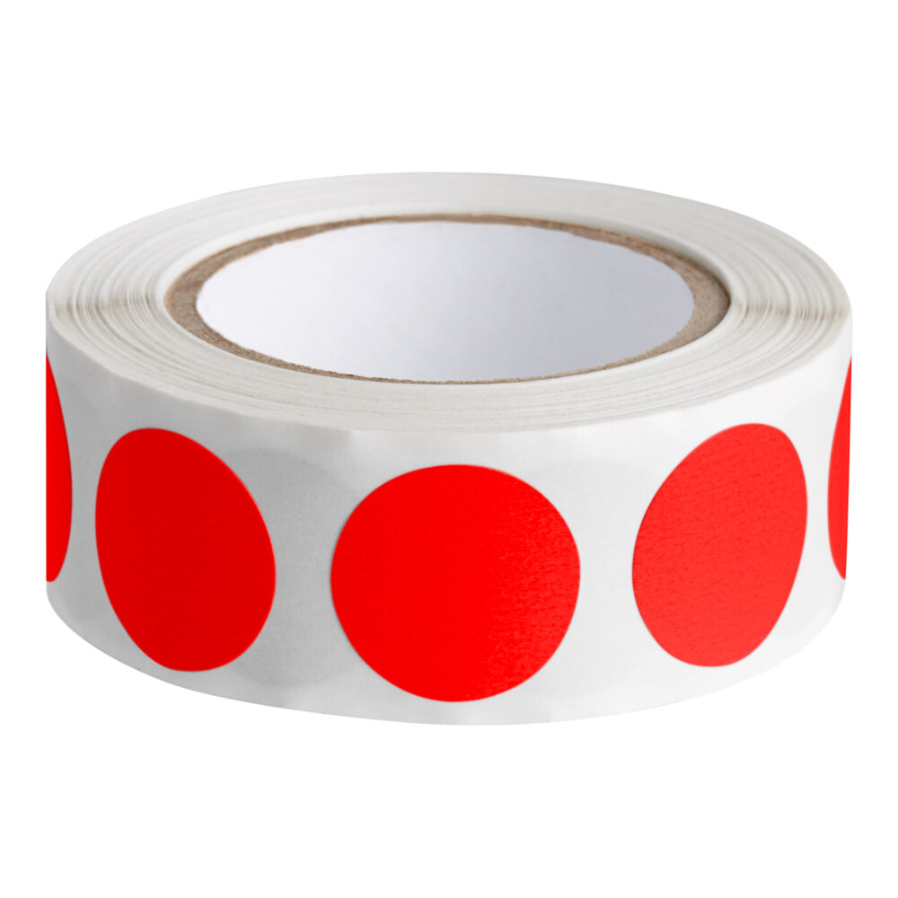 Lavex 3/4" Fluorescent Red Semi-Gloss Paper Permanent Round Inventory ...