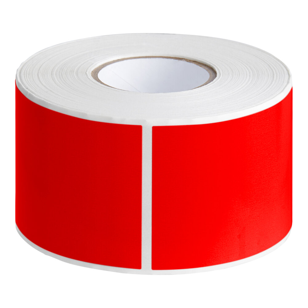 Lavex 2" x 3" Standard Red Semi-Gloss Paper Permanent Rectangular ...