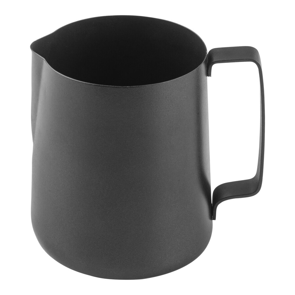 Tablecraft 24 oz. Black Stainless Steel Frothing Pitcher 12062