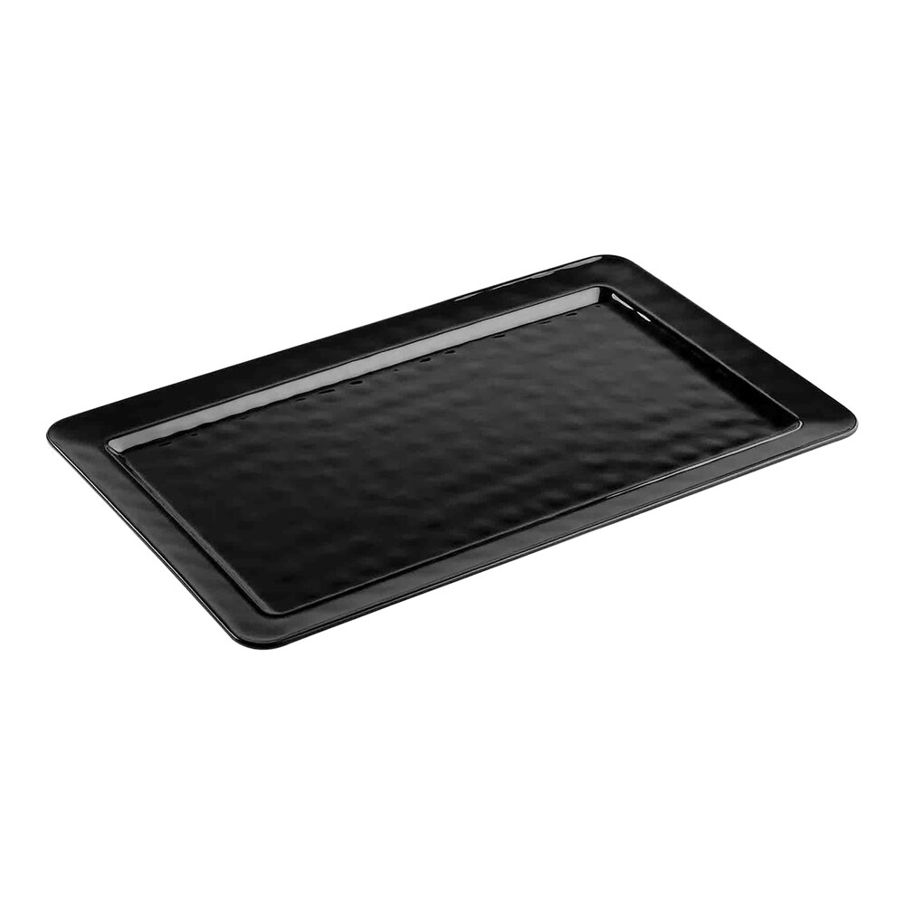 TableCraft Ridge Collection 21" x 13" Black Rectangular Melamine Platter
