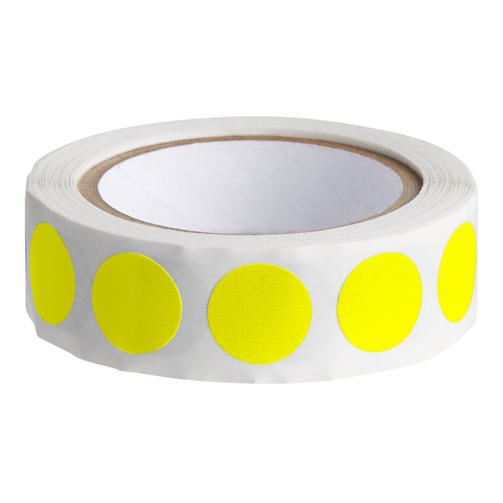Lavex 1/2" Bright Yellow Semi-Gloss Paper Permanent Round Inventory ...