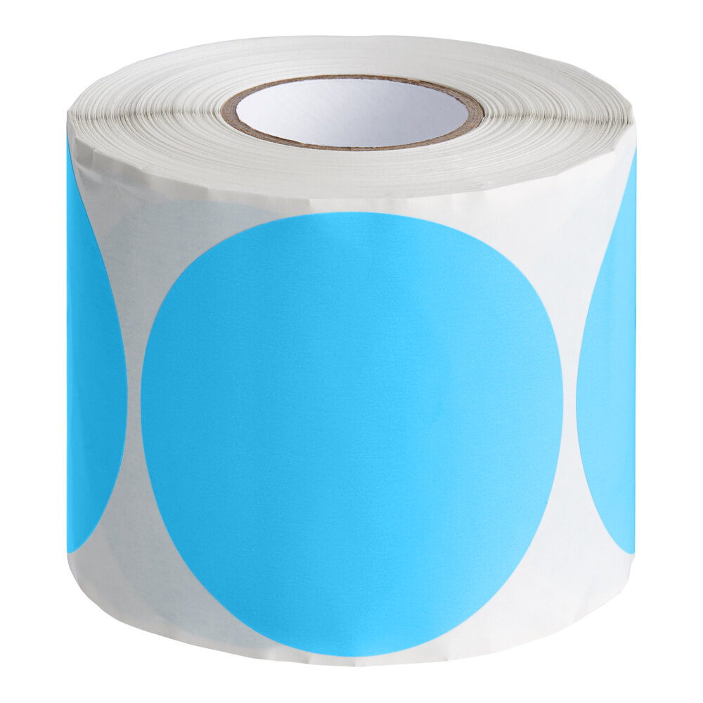 Lavex 3" Sky Blue Semi-Gloss Paper Permanent Round Inventory Label ...