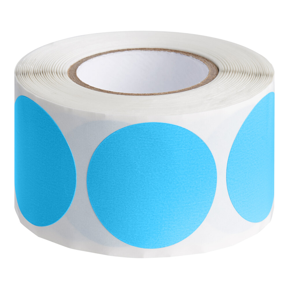 Lavex 1 1/2" Sky Blue Semi-Gloss Paper Permanent Round Inventory Label ...