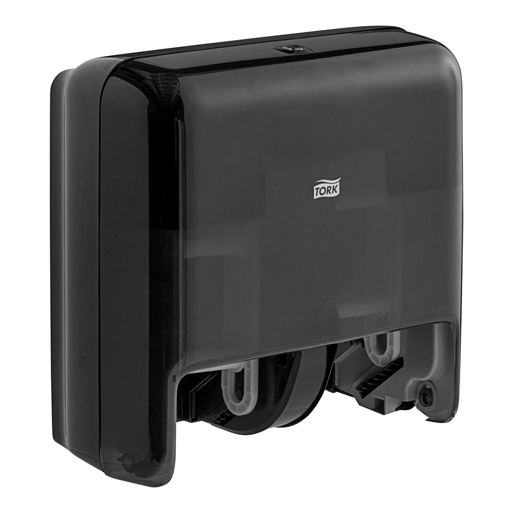 Tork OptiServe 473628 Coreless Black Four Roll Toilet Tissue Dispenser T7 / T5