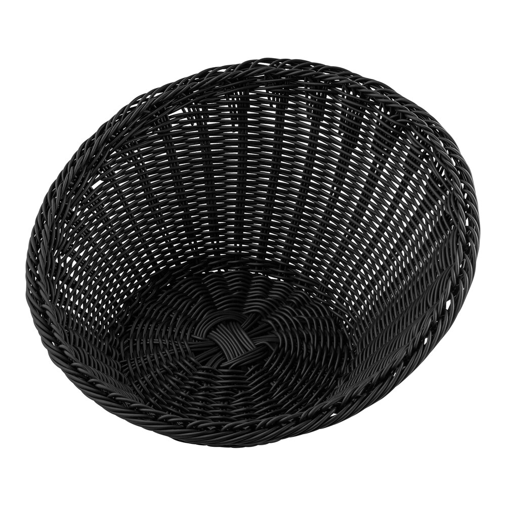TableCraft 13 1/2" Angled Round Black Polypropylene Basket