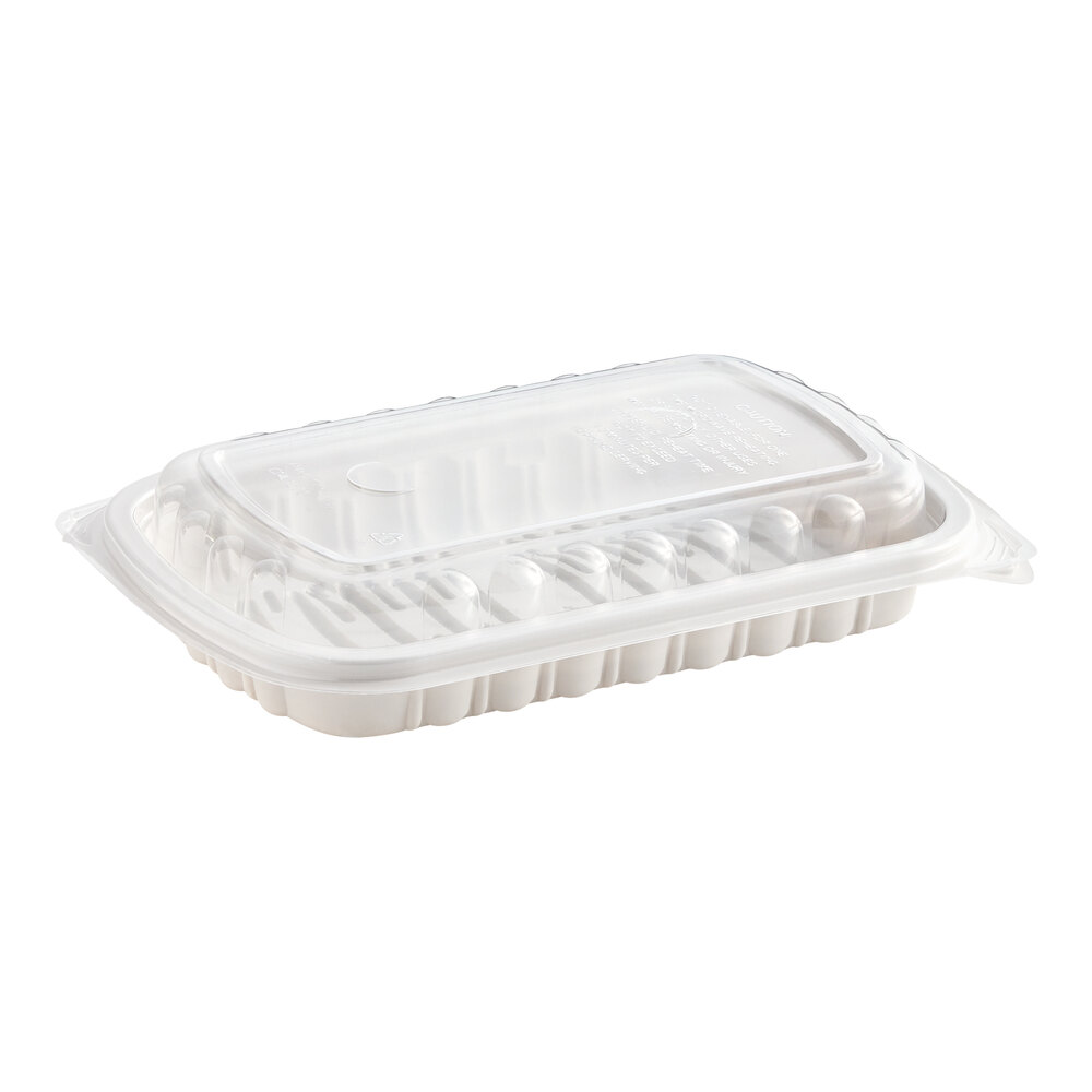 Pactiv MealMaster 10" x 7 1/8" x 2 1/8" Half Slab White Rib Container ...