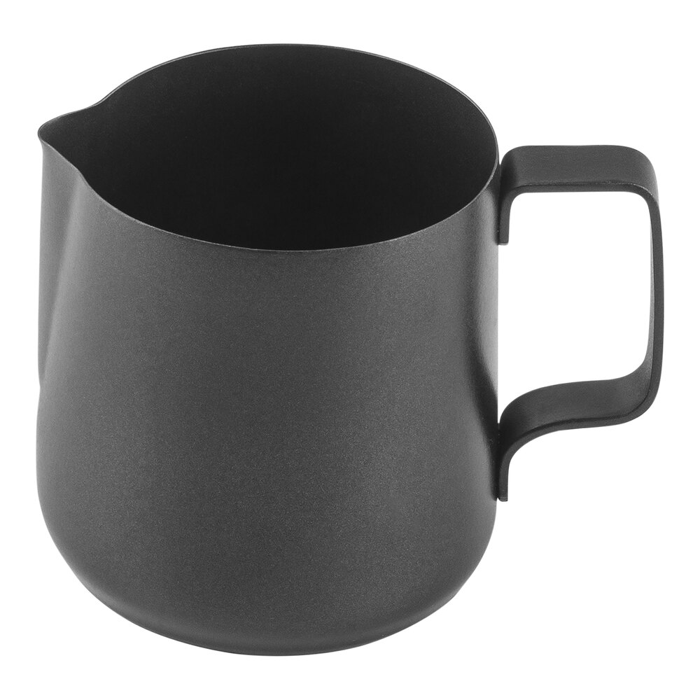 TableCraft 14 oz. Black Stainless Steel Frothing Pitcher 12060