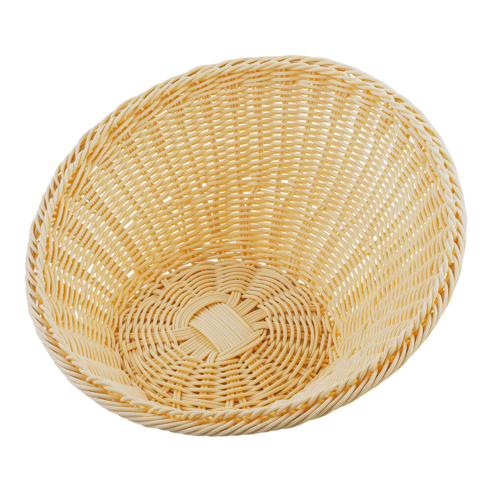 Tablecraft 13 1/2" Angled Round Natural Polypropylene Basket
