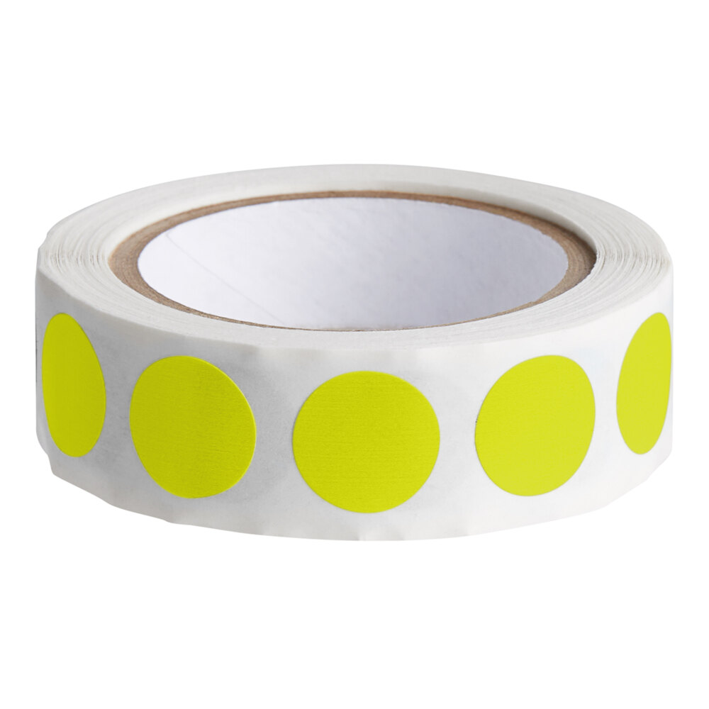 Lavex 1/2" Fluorescent Chartreuse Semi-Gloss Paper Permanent Round ...