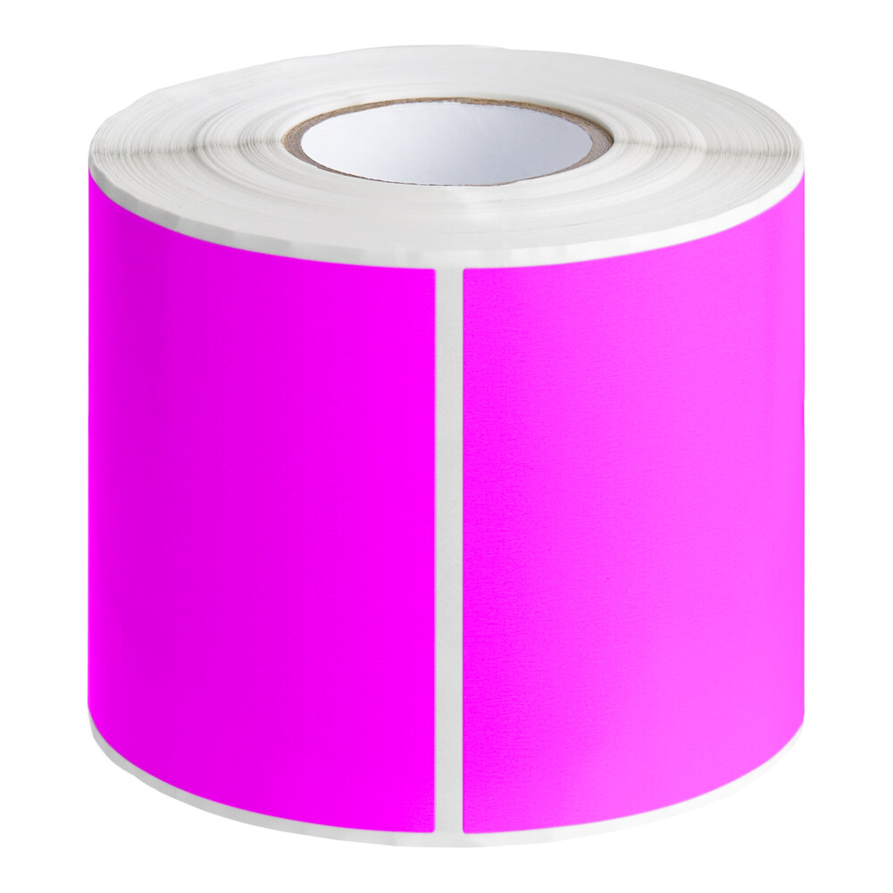 Lavex 3" x 6" Fluorescent Pink Semi-Gloss Paper Permanent Rectangular ...