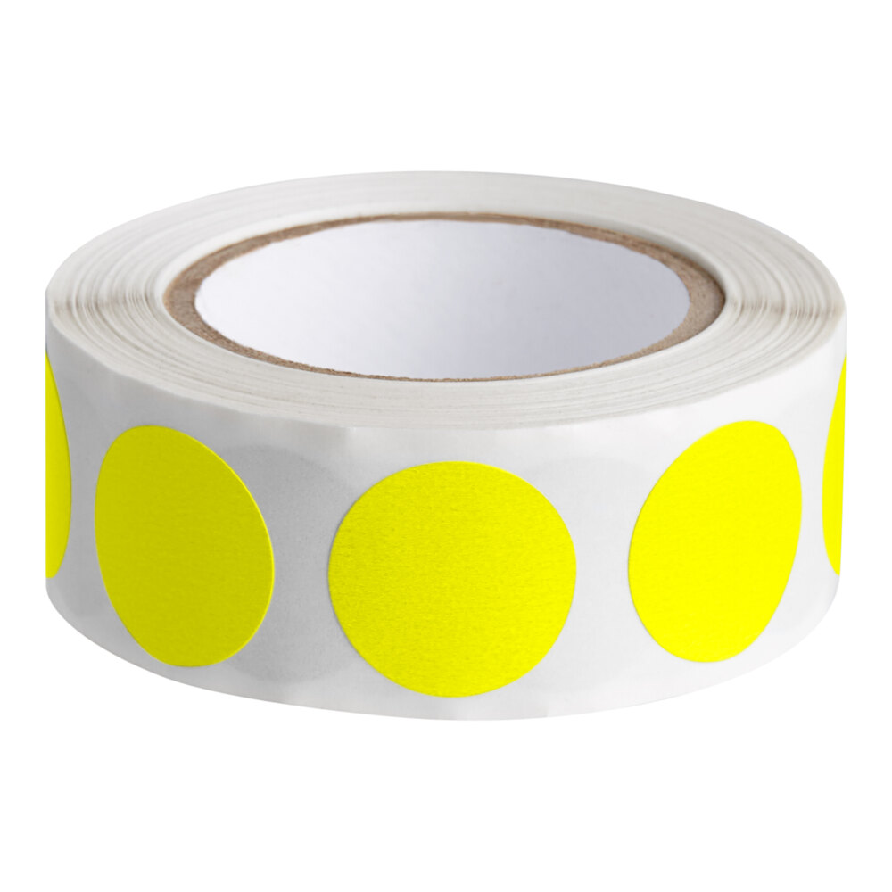 Lavex 3/4" Bright Yellow Semi-Gloss Paper Permanent Round Inventory ...