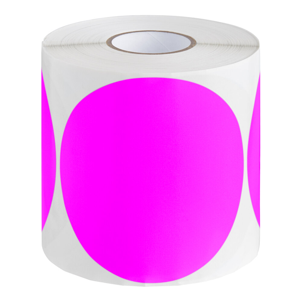 Lavex 4" Fluorescent Pink Semi-Gloss Paper Permanent Round Inventory ...