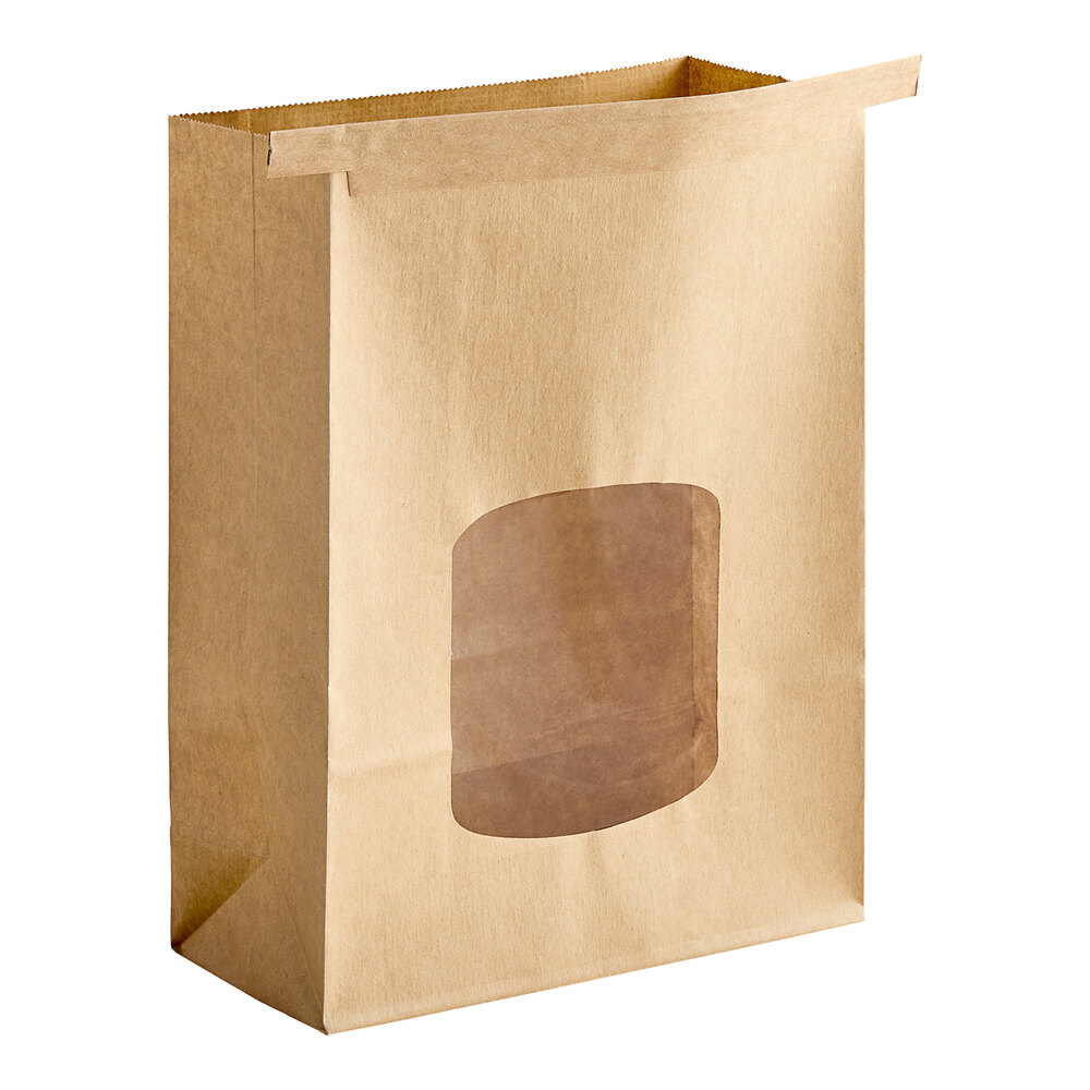 Bagcraft 2 lb. Natural Stand-Up Bakery Bag with Window and Tin Tie ...