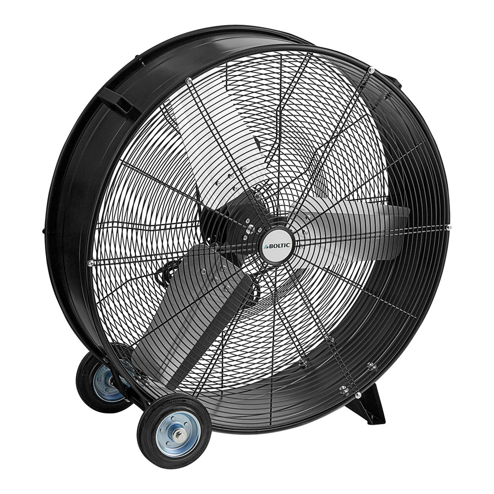 Boltic 30" Black Powder-Coat 3-Speed Portable Direct-Drive Drum Fan ...