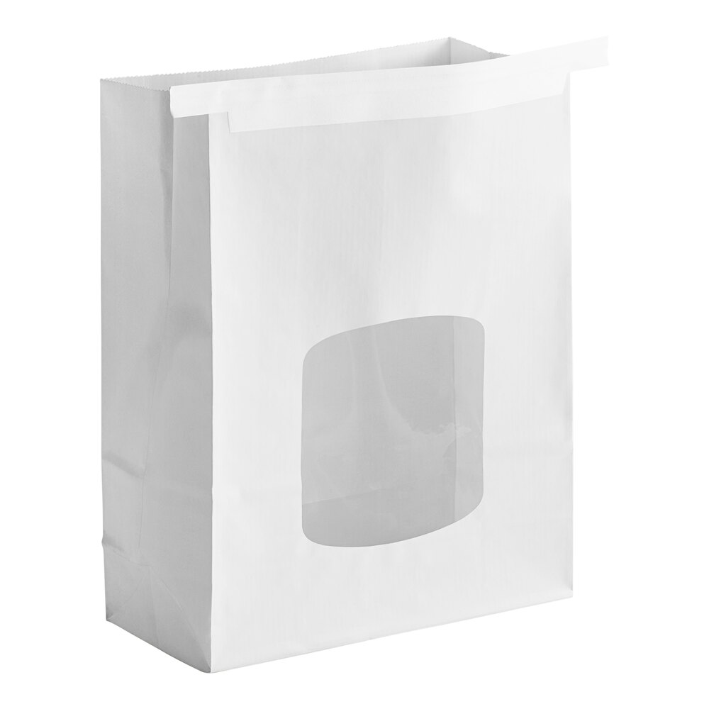 Bagcraft 2 lb. White Stand-Up Bakery Bag with Window and Tin Tie ...