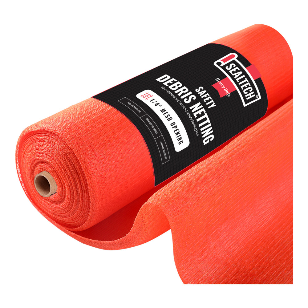 SEALTECH 8' x 100' Orange Heavy-Duty 1/4" Mesh Safety Debris Netting ...