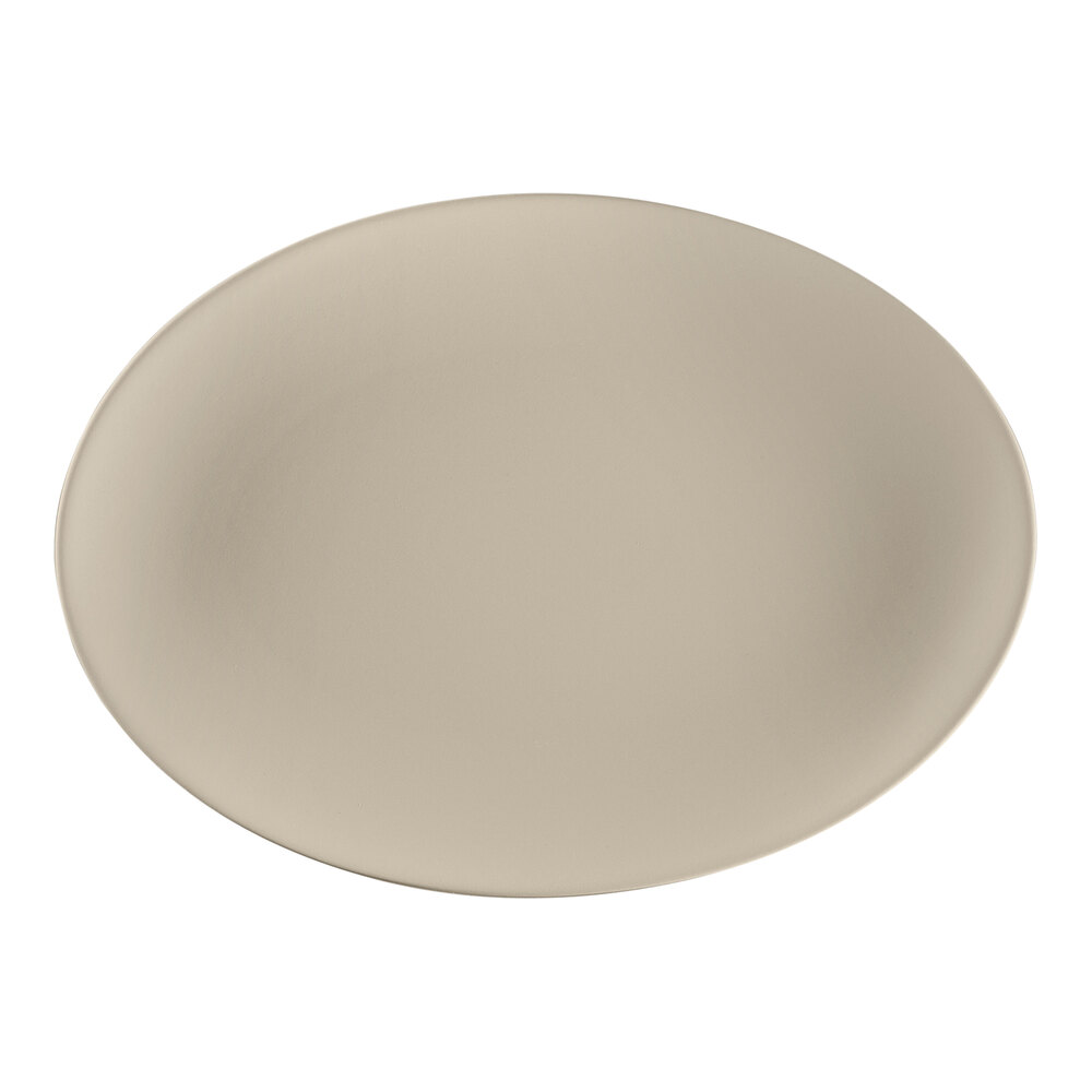 RAK Porcelain Argila Epura 12 5/8" x 9" Gray Porcelain Oval Platter - 6 ...