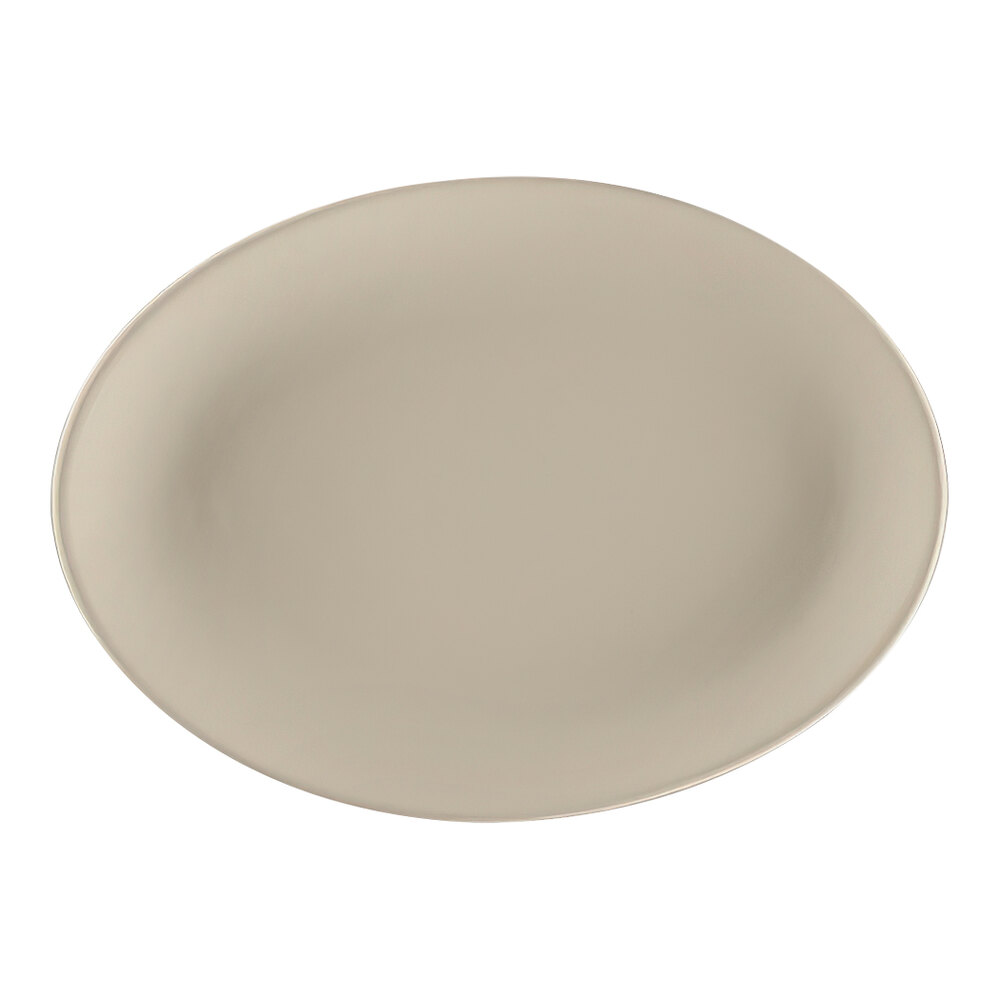 RAK Porcelain Argila Epura 8 1/4" x 6" Gray Porcelain Oval Platter - 12 ...