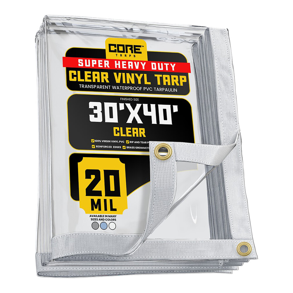 Core Tarps 30' x 40' Clear Extreme Heavy-Duty Weatherproof 20 Mil PVC ...