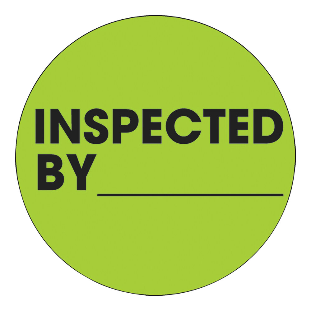 Tape Logic 2" Inspected By Fluorescent Green Semi-Gloss Paper Permanent ...