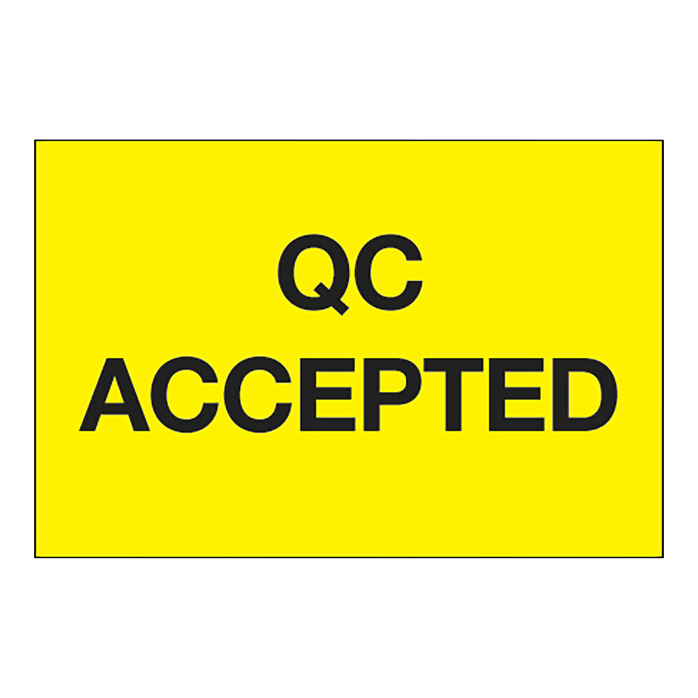 Tape Logic 2" x 3" QC Accepted Fluorescent Yellow Semi-Gloss Paper ...