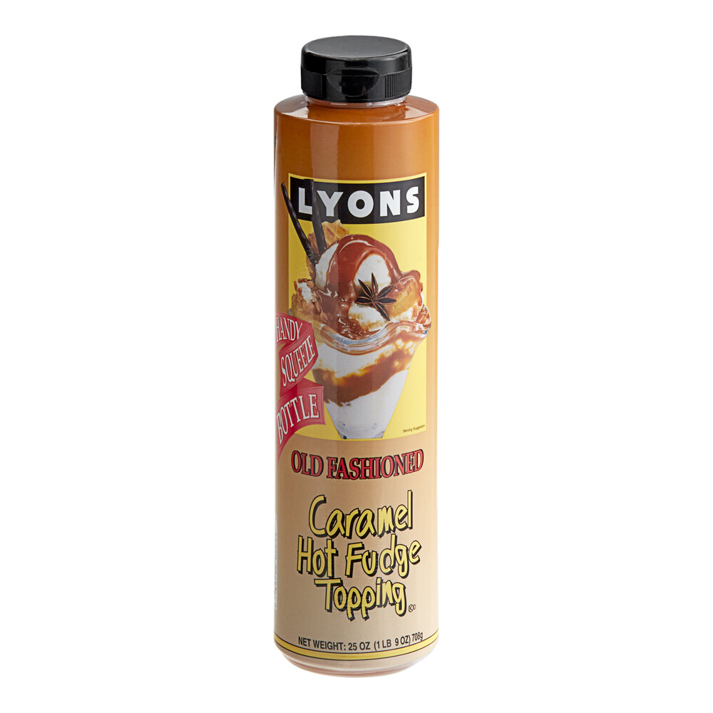 Lyons Old Fashioned Caramel Hot Fudge Topping 18 fl. oz. (25 oz.) - 12/Case