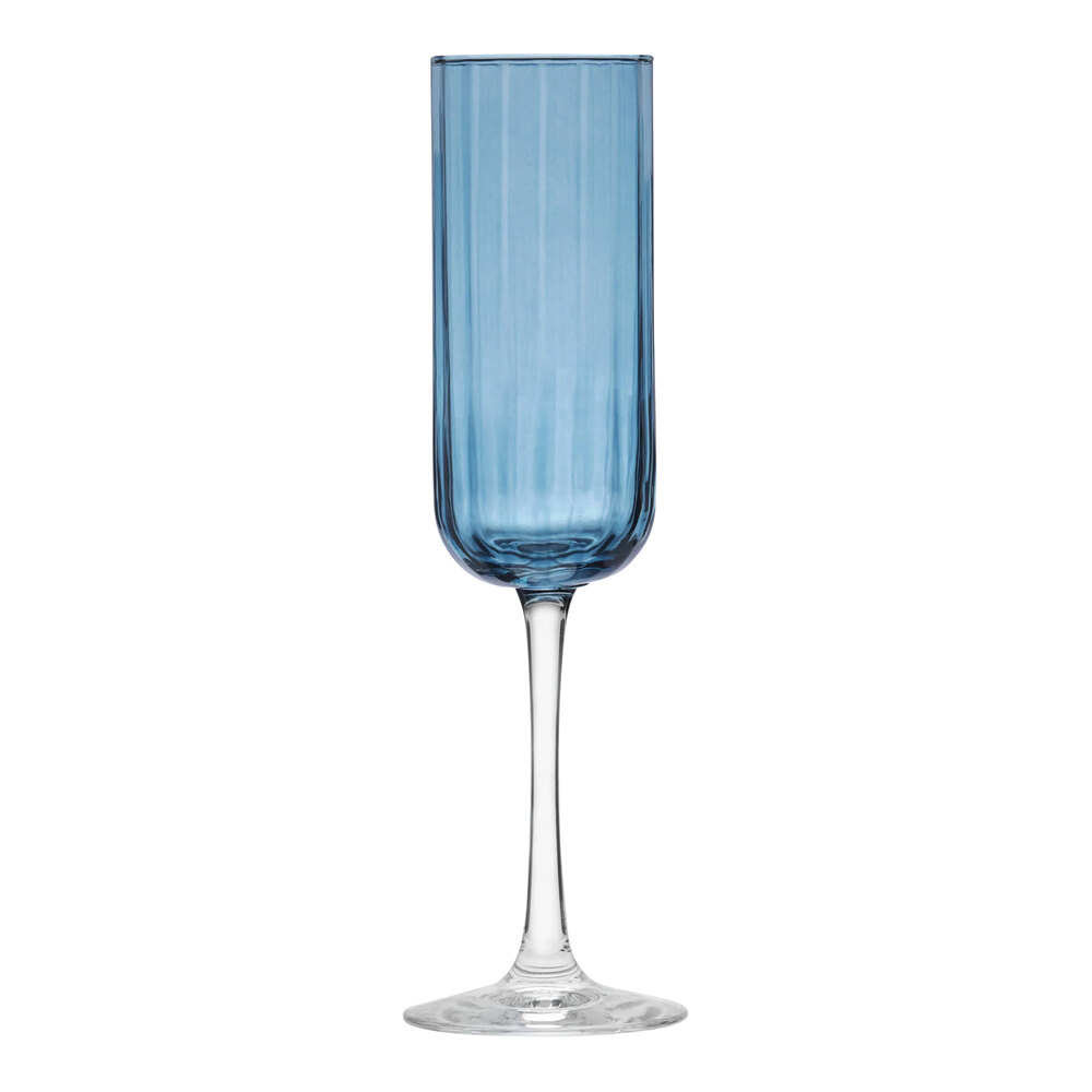 Libbey Linear 7.5 oz. Blue Flute Glass - Sample