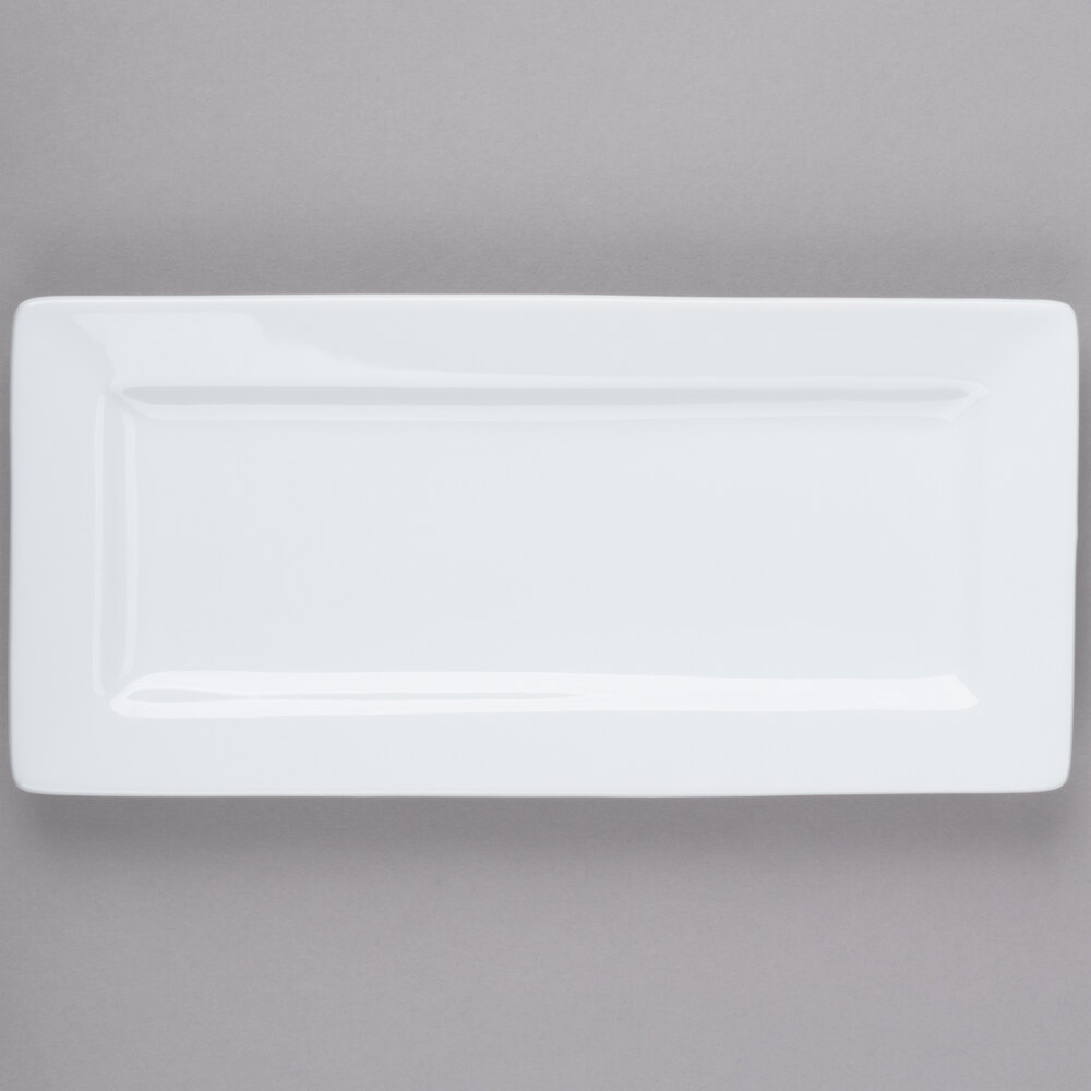 Libbey Slate 11" x 5" Ultra Bright White Wide Rim Rectangular Porcelain ...