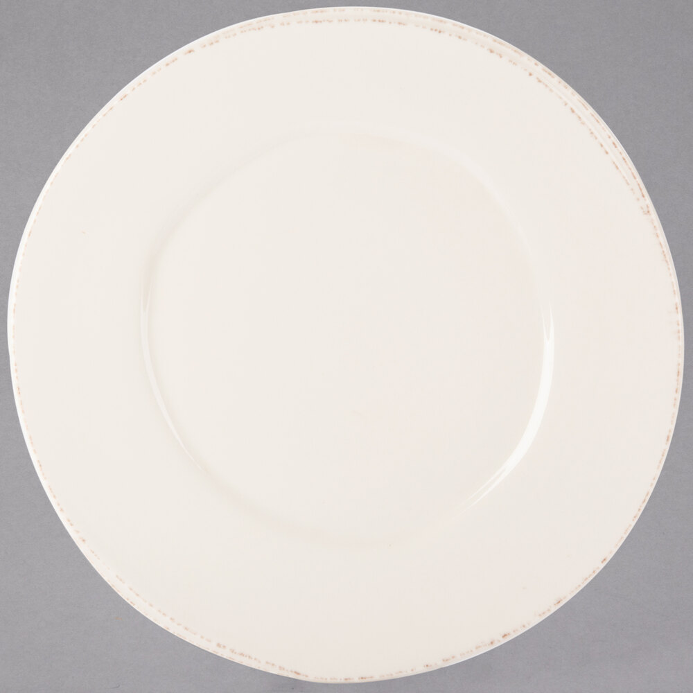 Libbey Farmhouse 12" Round Cream Wide Rim Porcelain Plate - Sample