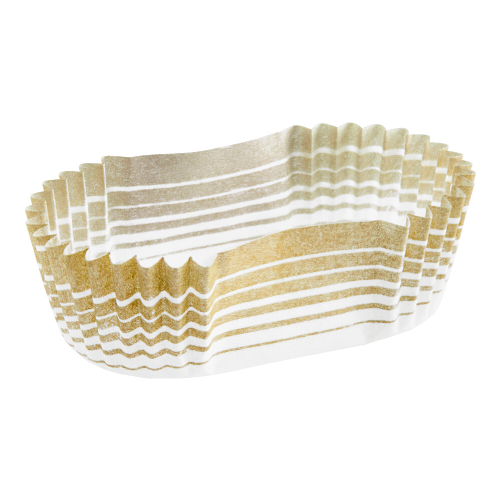 Novacart 1 5/8" x 7/8" x 5/8" Gold Oval Baking / Candy Cup - 2,000/Case