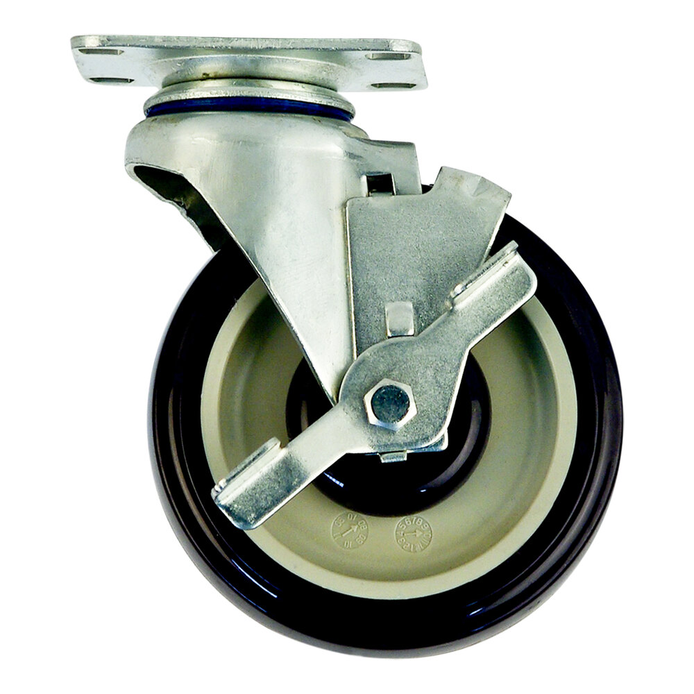 New Age C455 5" Polyurethane Swivel Plate Caster with Brake