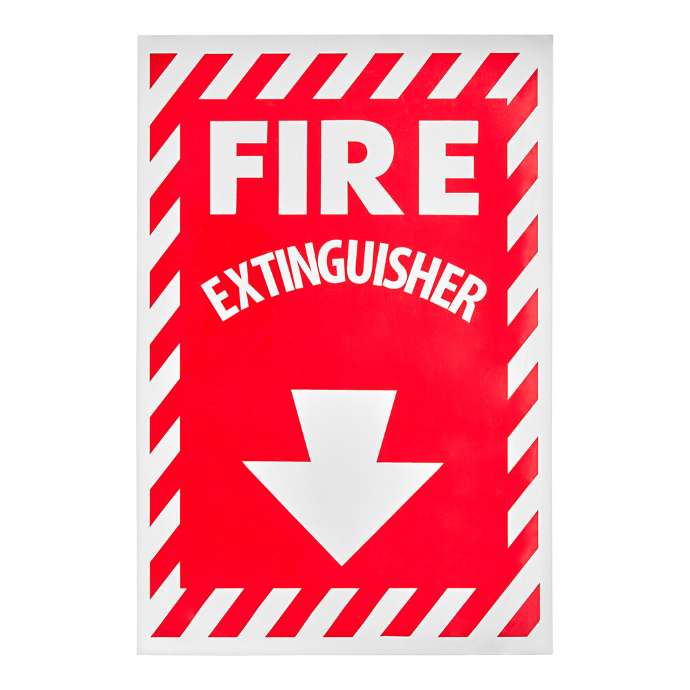 Lavex 12" x 8" Red / White Adhesive Vinyl "Fire Extinguisher" Safety ...