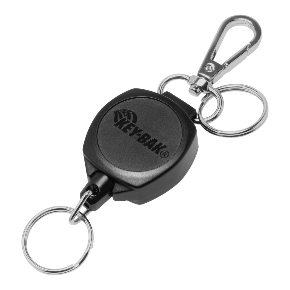 KEY-BAK Snapback Black Keychain with Lobster Clasp, Split Rings, and 24 ...
