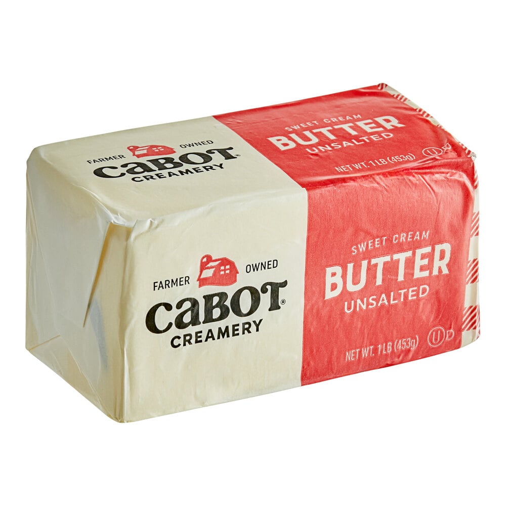 Cabot Grade AA Unsalted Butter Solid 1 lb. - 36/Case