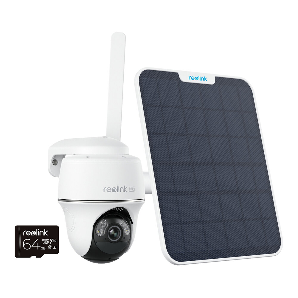 Reolink Go PT Ultra-Wide Smart 4K 4G LTE Pan-Tilt Solar / Battery Powered Camera with Solar ...