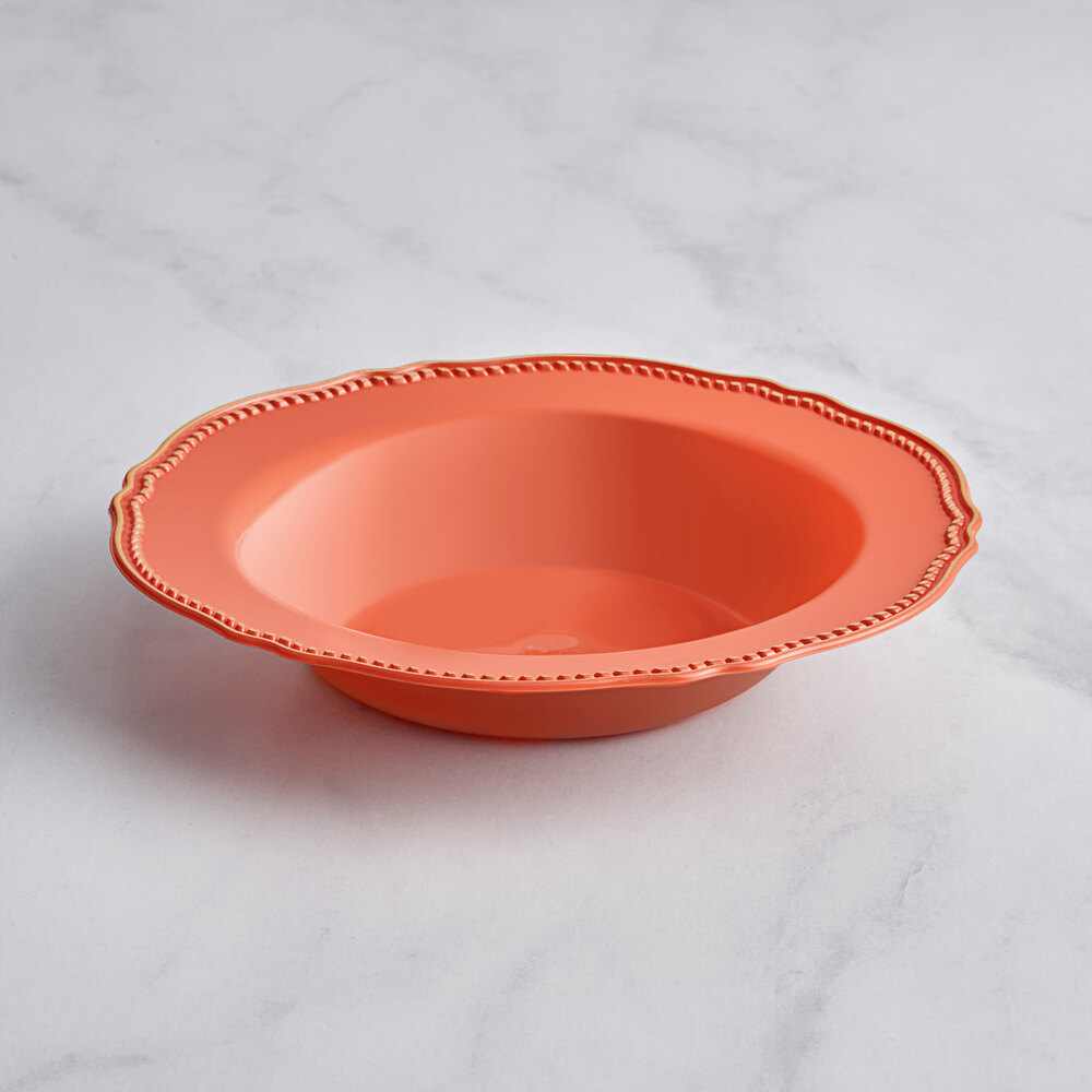 Visions Heirloom 10 oz. Terra Cotta Round Plastic Bowl with Gold ...