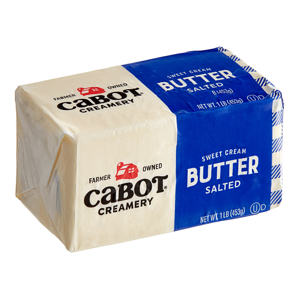 Cabot Grade AA Salted Butter Solid 1 lb. - 36/Case