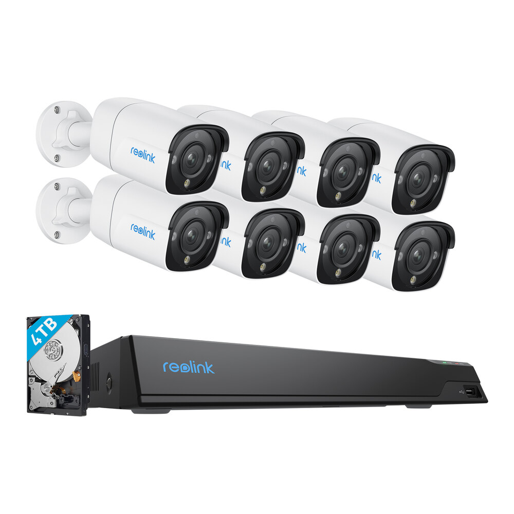Reolink Smart 16-Channel Network Video Recorder System with 4TB Hard Drive and (8) 12MP 4 mm PoE ...