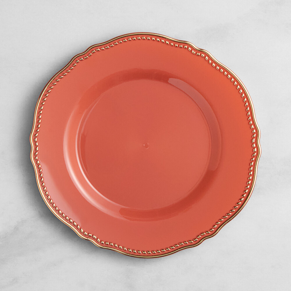 Visions Heirloom 7 1/2" Terra Cotta Round Plastic Plate with Gold ...