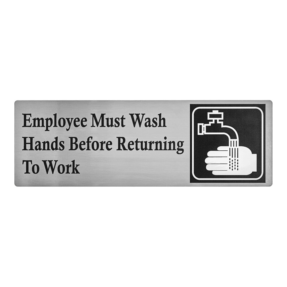 Lavex 9" x 3" Stainless Steel Employee Must Wash Hands Before Returning ...